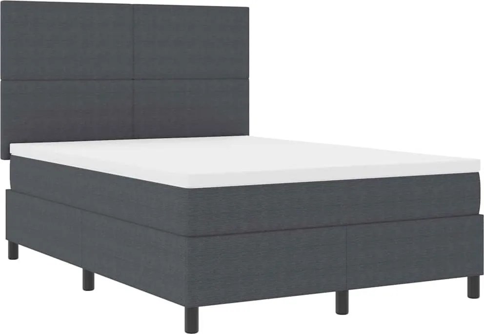 Postel s boxspringem s čelo Tmavě šedá a bílá 140 x 190 cm 3337556