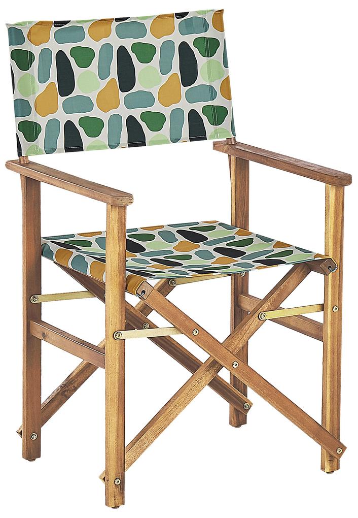 Sada 2 zahradních židlí a náhradních potahů světlé akáciové dřevo/barevný motiv CINE Beliani