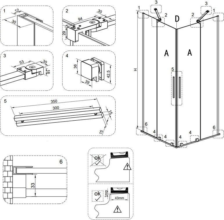 BPS-koupelny Čtvercový sprchový kout HYD-ATA-X2 120x120 chrom/transparent - bez vaničky