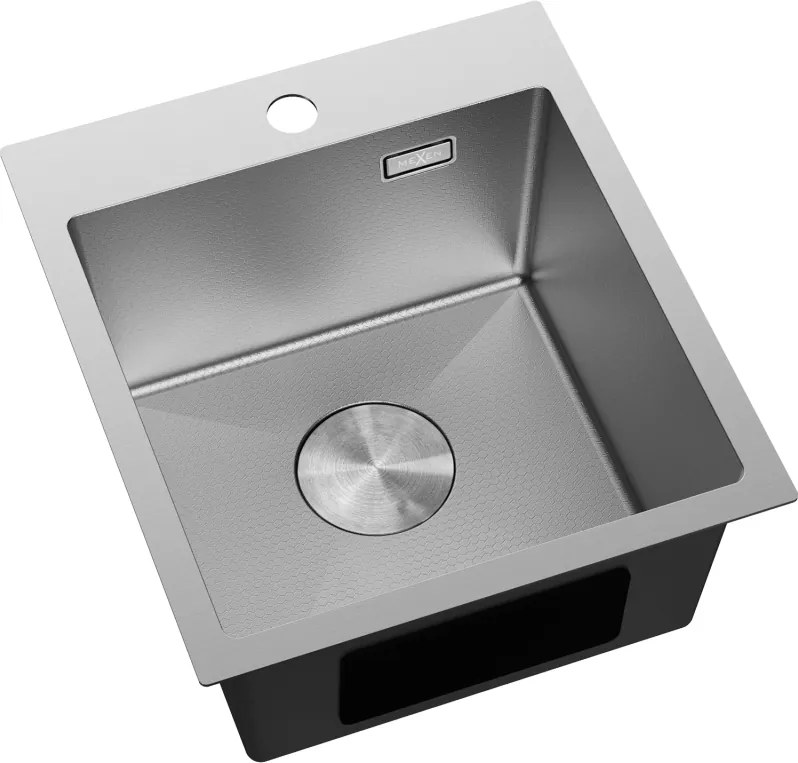 Mexen Solix, 1-komorový nerezový dřez 400 x 450 mm, broušená ocel, vzor voština, 6401401000-01HC