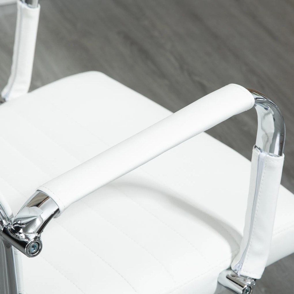 Kancelářská židle Vinsetto s houpací funkcí ergonomická kolečka otočná o 360° ocelové nohy imitace kůže nosnost 120 kg 54 x 62 x 104-114 cm Bílá | Ao…