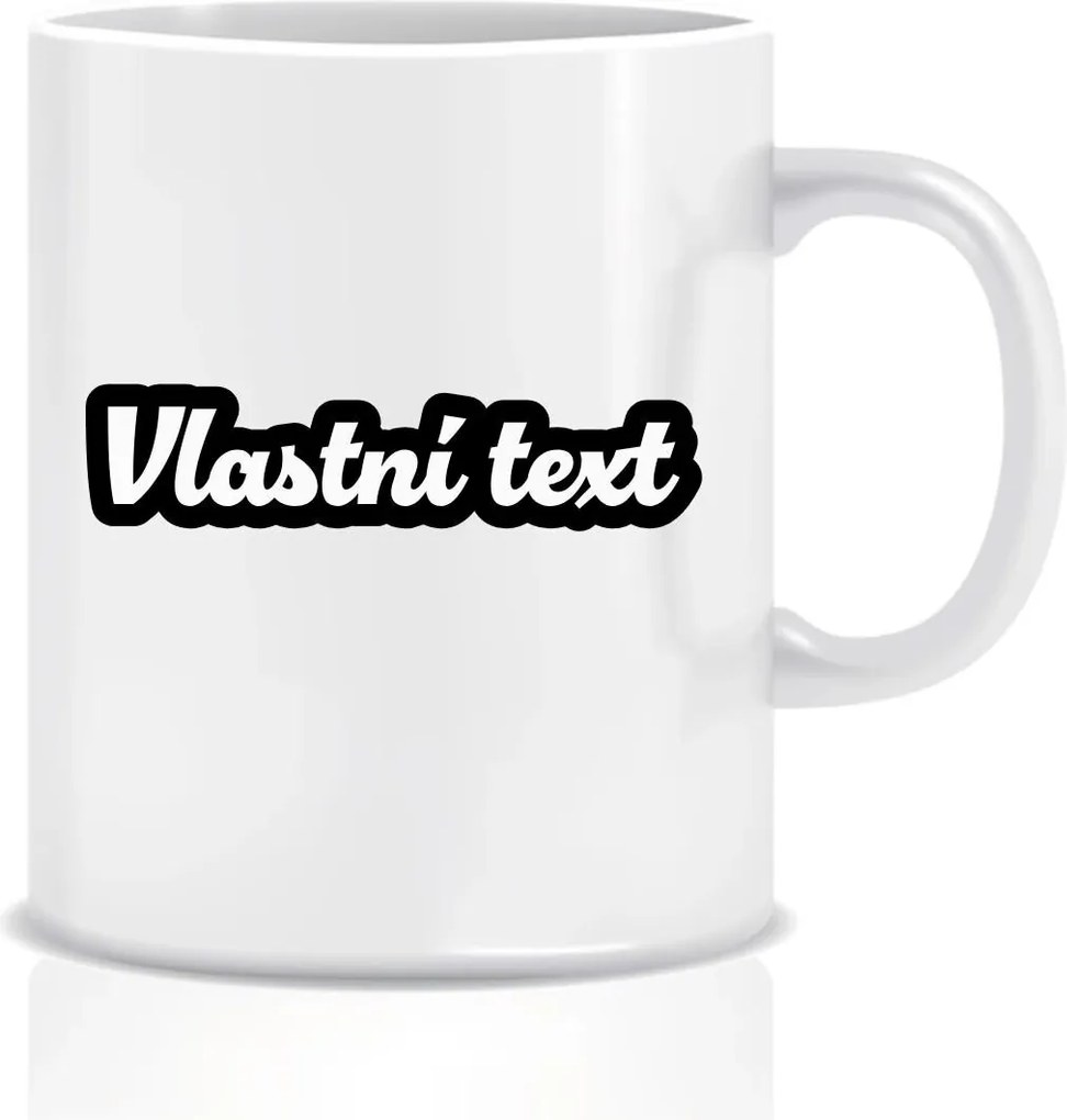 Personalizovaný klasický bílý keramický hrníček 300 ml s vlastním textem s obrysem