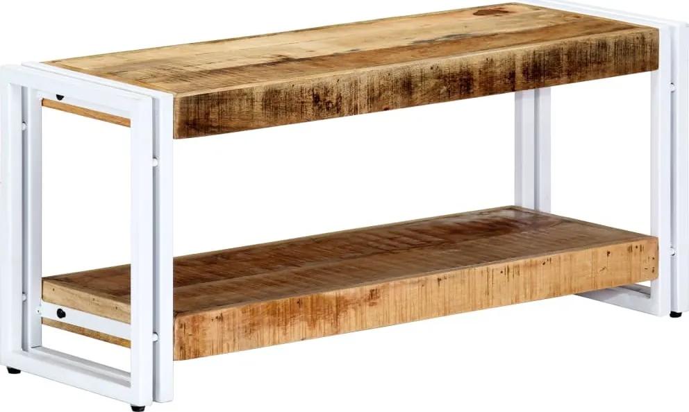 vidaXL TV stolek 90 x 30 x 40 cm masivní mangovníkové dřevo [247824] Barva: Bílá