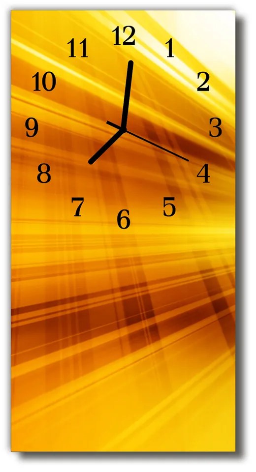 Skleněné hodiny vertikální  Žlutá vlna 30x60 cm