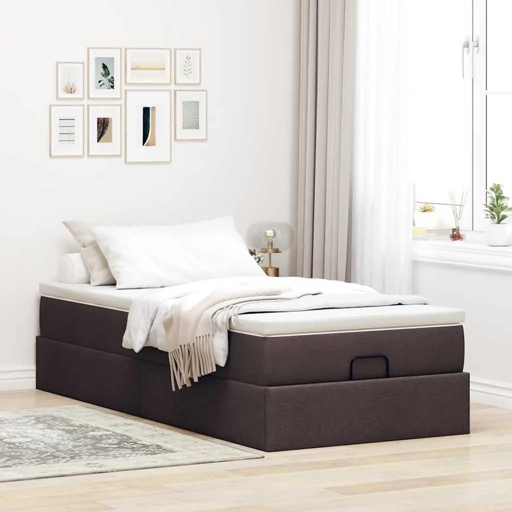 Osmanský rám postele s matrací tmavě šedá 90x200cm textil 3311081
