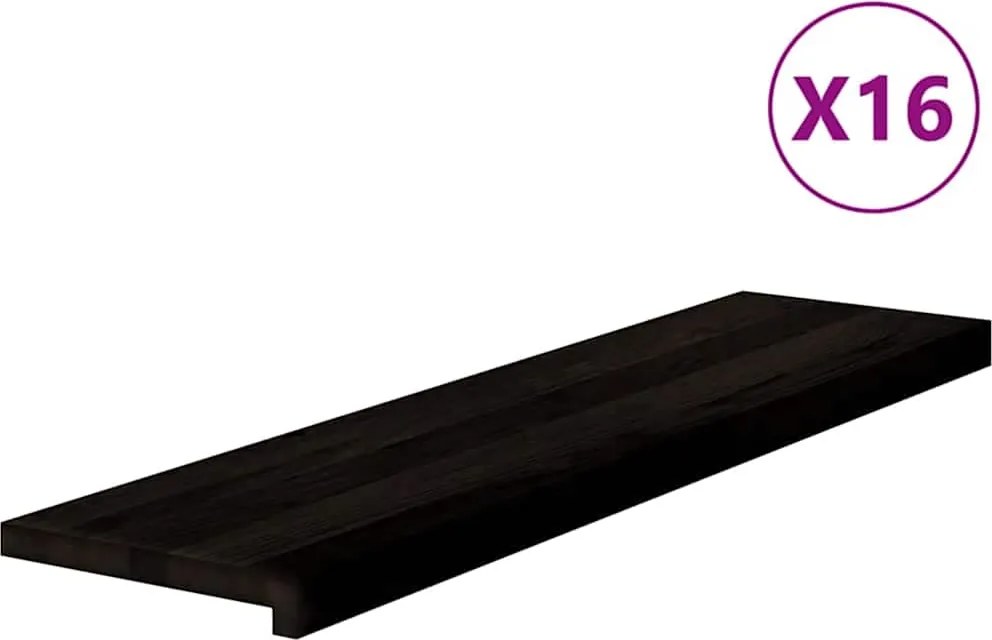 Nášlapy na schody 16 ks hnědo-černé 100x30x2 cm masivní dub 3283058