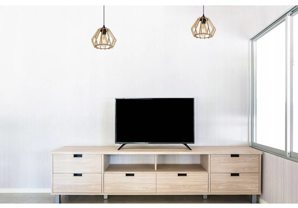 Závěsné svítidlo Timber, 1x dřevěné stínítko, lp