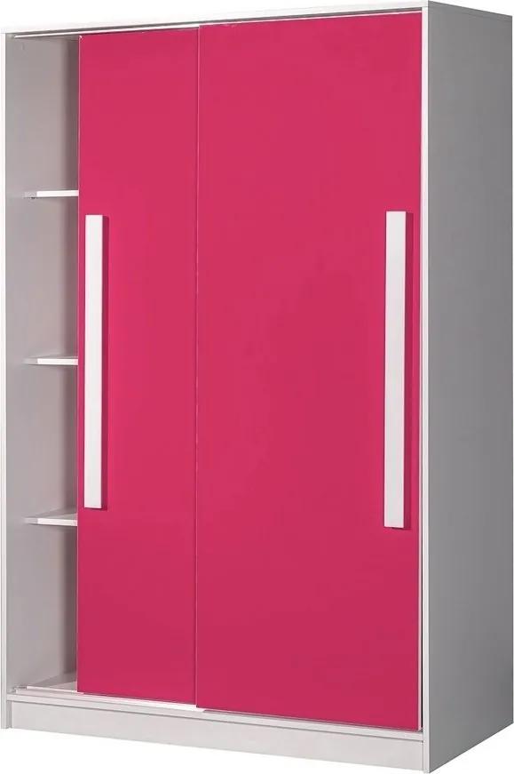 Casarredo - Komfort nábytek Dětská šatní skříň GULLIWER 12 výběr barev | Vyberte si barvu úchytu:: dom-uch-zelená,barva: dom-růžová-lesk