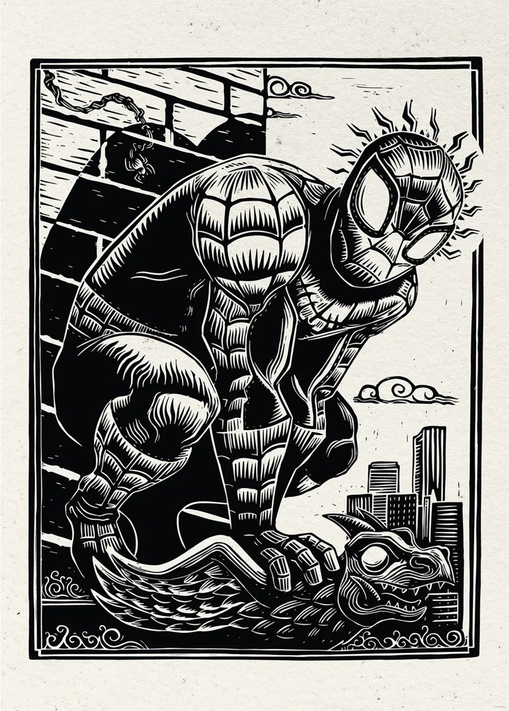 Komar Plakát Marvel Spider-Man Lino-Cut 50 x 70 cm