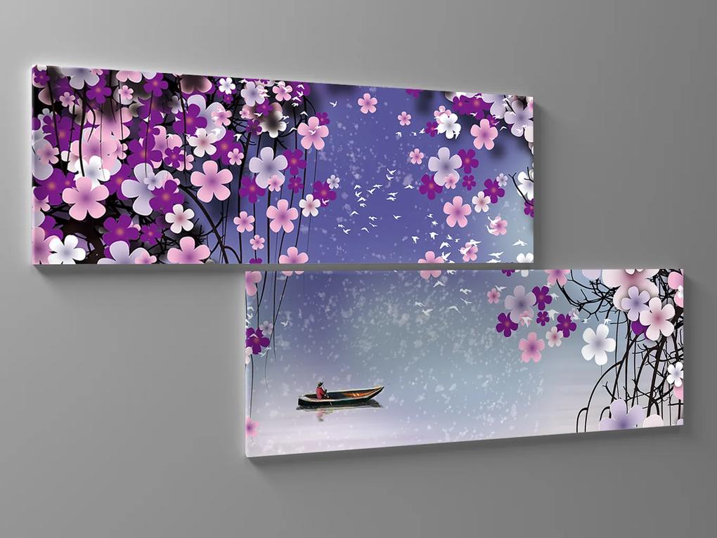 Liox Obraz růžové květy nad jezerem Rozměr: 100 x 50 cm