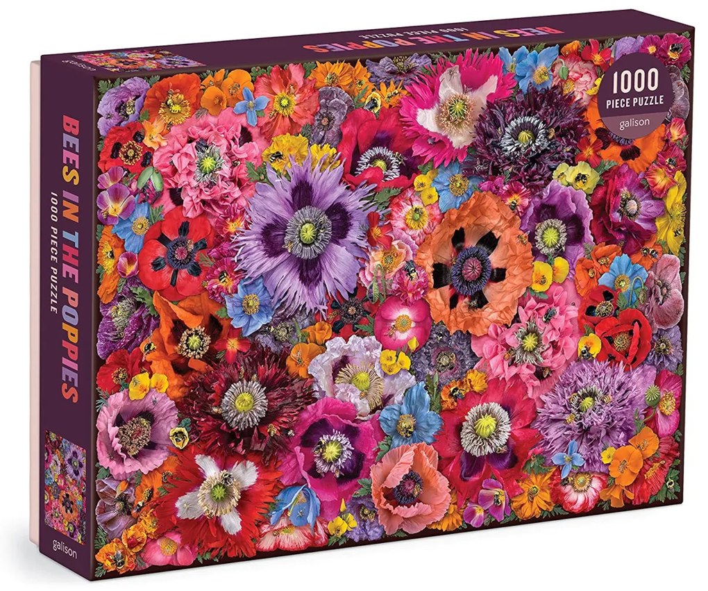 Galison Puzzle Včely mezi květy máku 1000 dílků