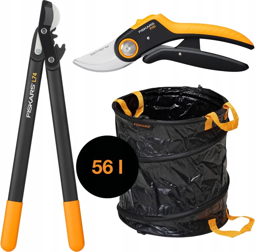 Fiskars Zahradní Nůžky P721 Zahradní Nůžky L74 Zahradní koš 56L