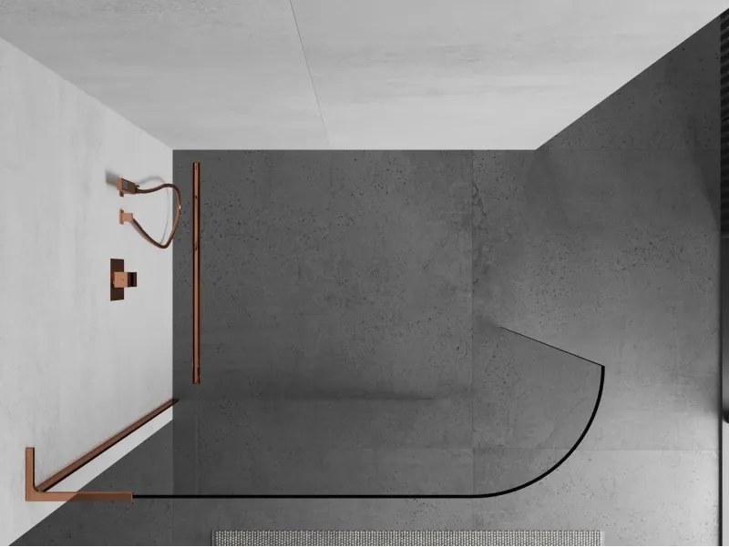 Mexen Kioto L, sprchová zástěna Walk-In 110 x 200 cm, 8mm čiré sklo, růžové zlato profil, 800-110-103-60-06