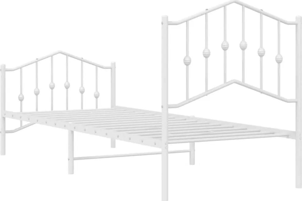 vidaXL Kovový rám postele s hlavovým a nožním čelem 90 x 200 cm [373849] Barva: Bílá