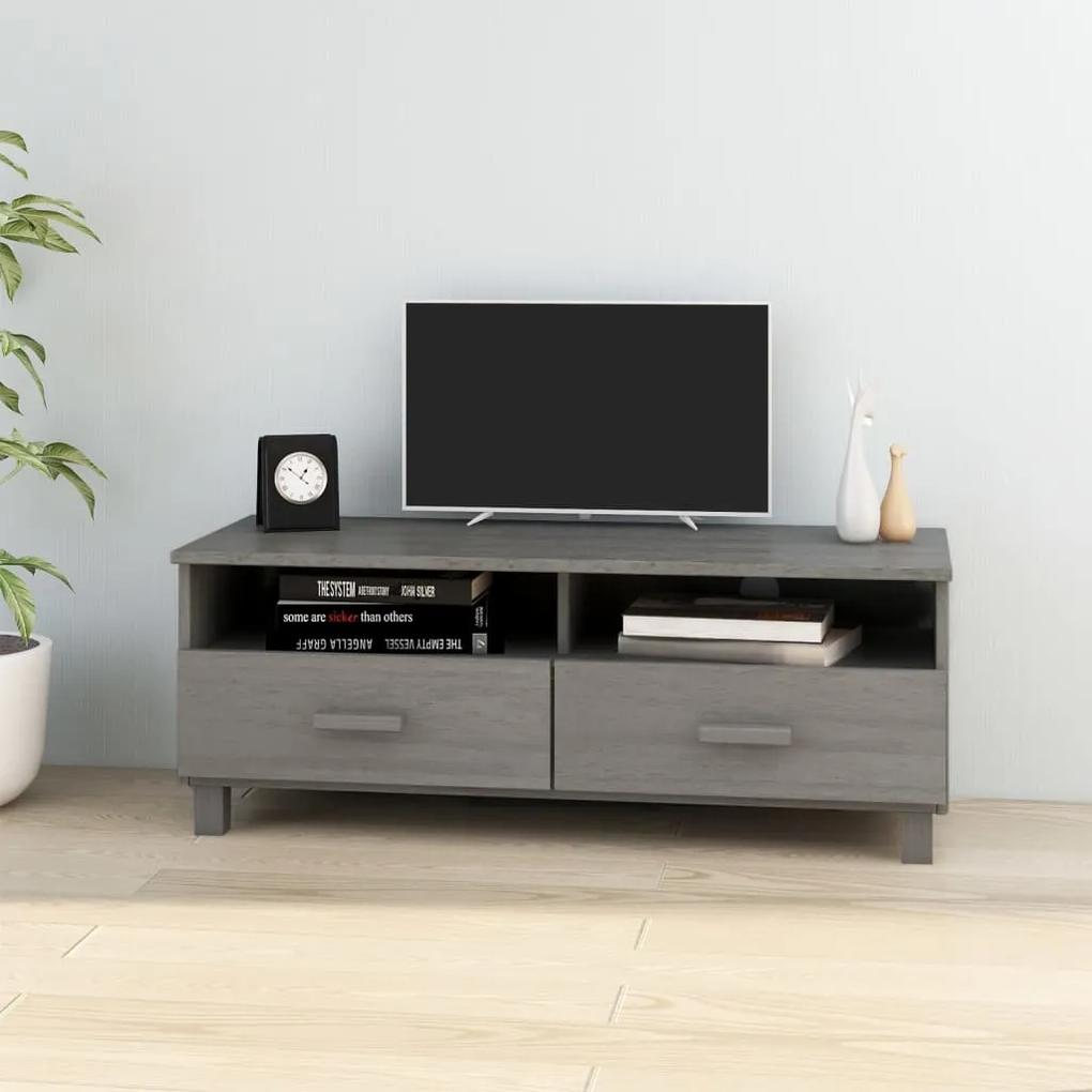 TV stolek HAMAR světle šedý 106 x 40 x 40 cm masivní borovice - Default Title