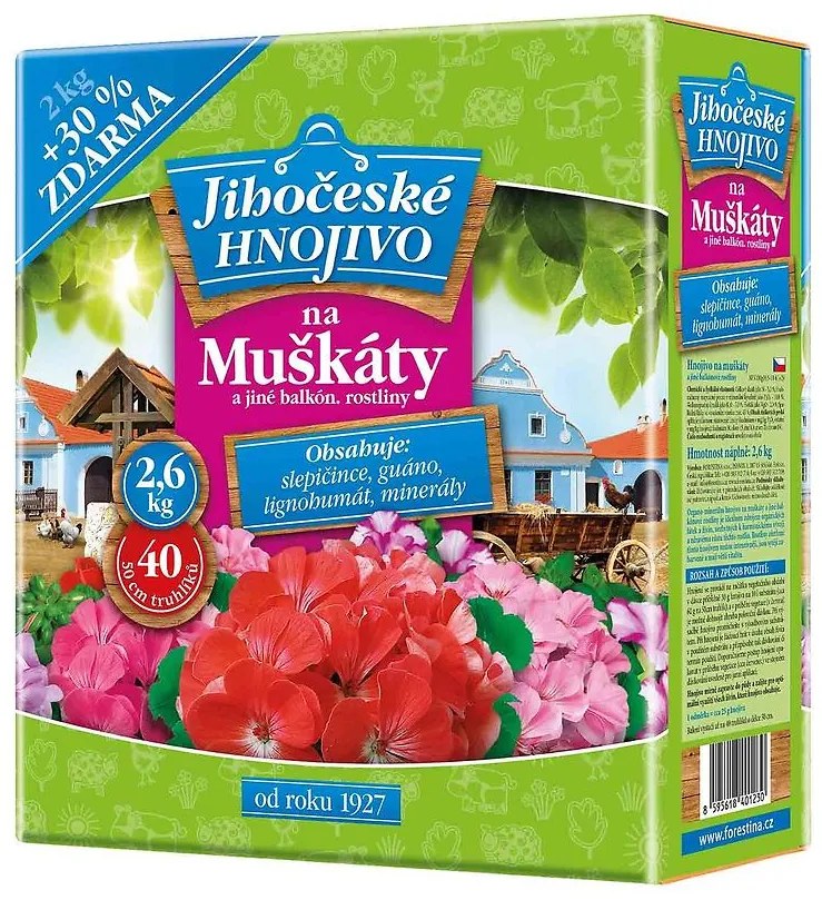 Jihočeské hnojivo na muškáty a jiné balkónové rostliny