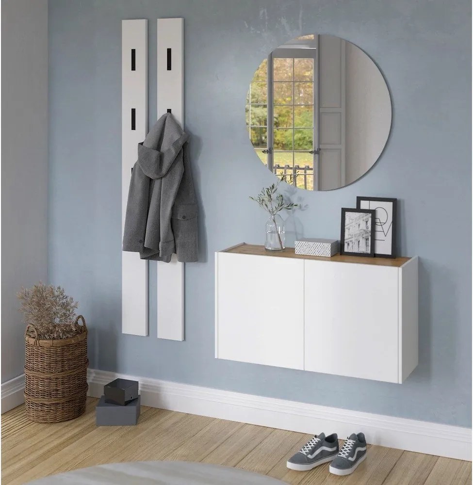 Bílá závěsná skříňka v dekoru dubu 93x52x29 cm Libbiano – Germania