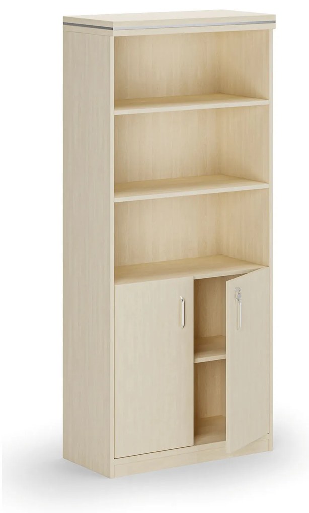 Kombinovaná kancelářská skříň ARRISTO LUX, 800 x 400 x 1836 mm, bříza