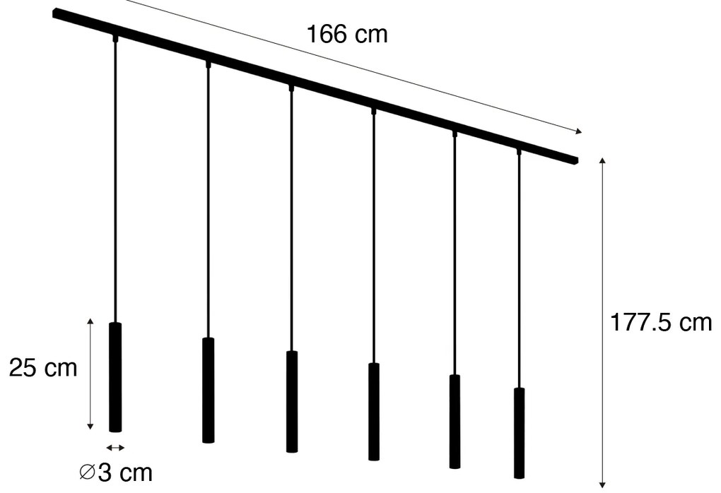 Moderní kolejnicový systém se 6 bílými závěsnými světly 1-fázový - Slimline Keno
