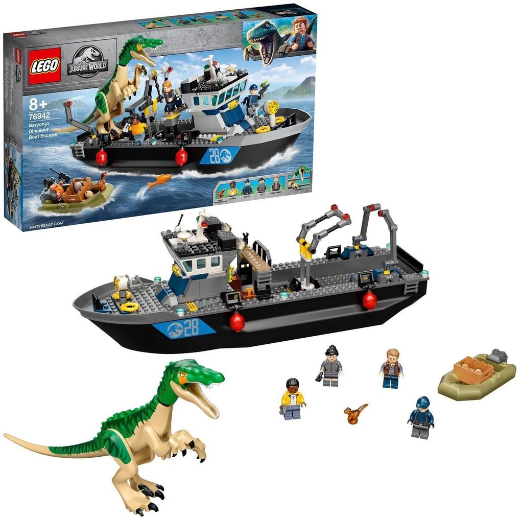 Lego stavebnice lego jurassic world 76942 útěk baryonyxe z lodě