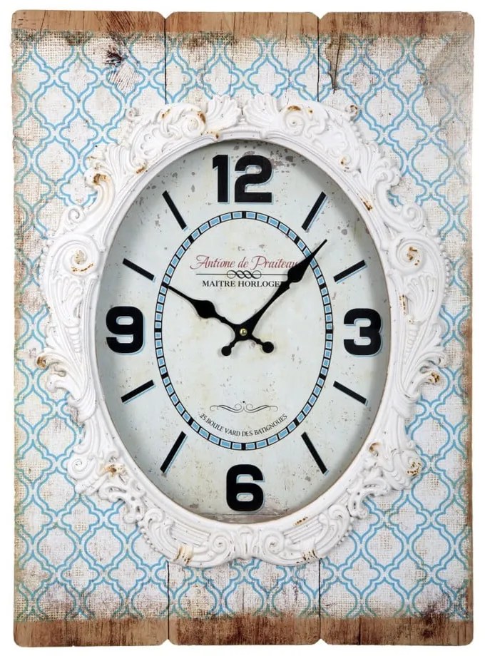 Světle modré nástěnné hodiny Mauro Ferretti Shabby Dream, 42 x 58 cm