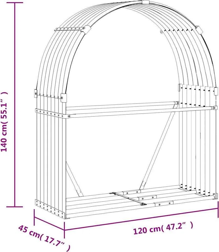 vidaXL Stojan na dřevo 120 x 45 x 140 cm pozinkovaná ocel [364551] Barva: Vzhled dřeva