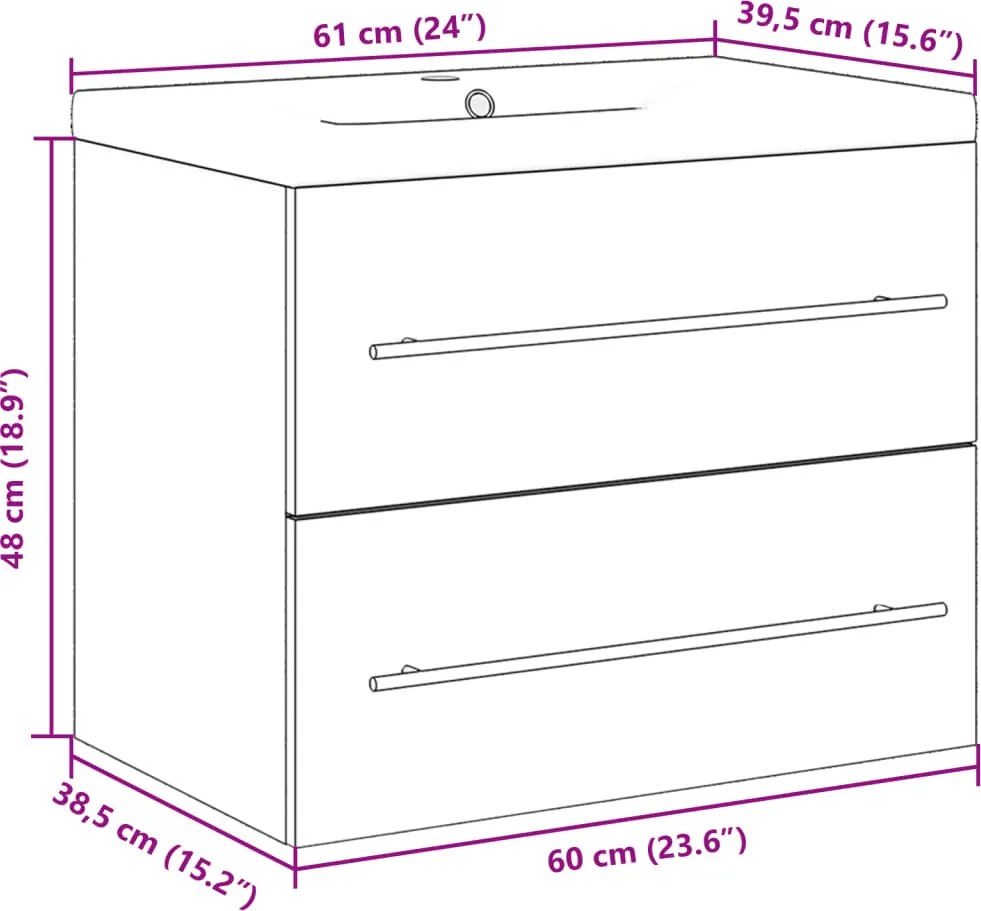 vidaXL Skříňka se zápustným umyvadlem dřevotříska [3325046] Barva: dub sonoma