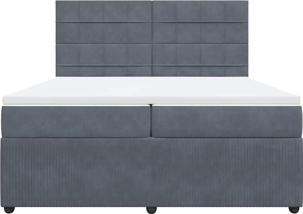 Box spring postel s matrací tmavě šedá 200x200 cm samet 3294731