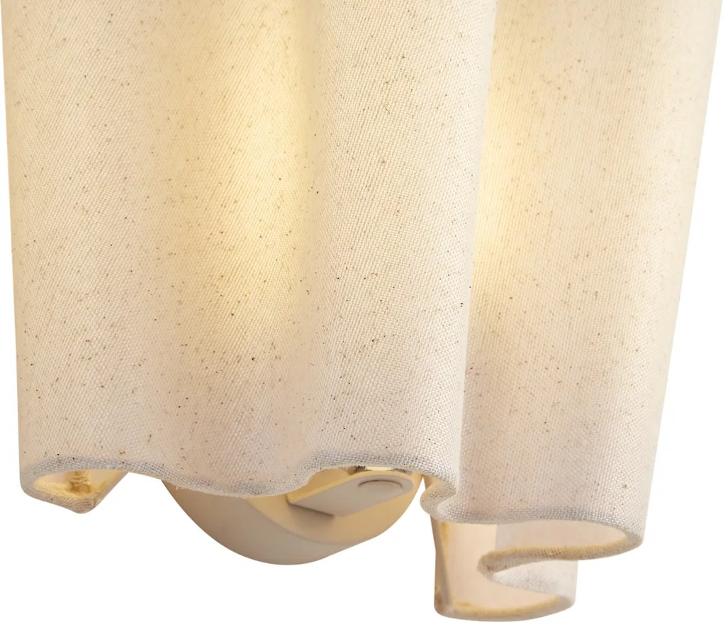 Japandi nástěnné svítidlo béžové s lněným stínidlem 20 cm - Oyster