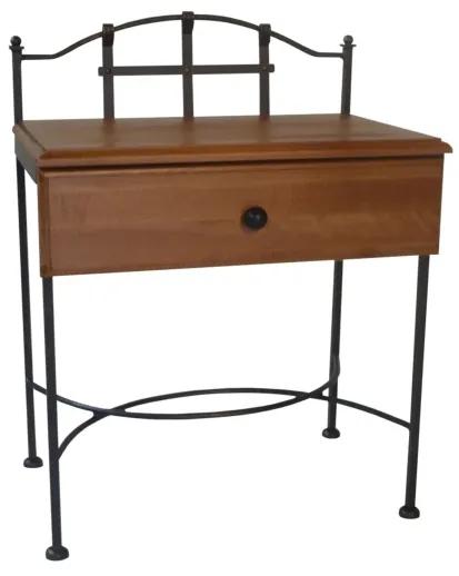 IRON - ART Noční stolek IRON-ART ALCATRAZ se zásuvkou barva kovu: 10A kovář. zlatá pat., barva dřeva: S5 smrk červená pat.