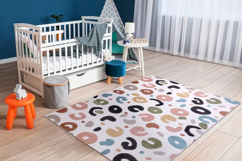 Dywany Łuszczów, Dětský kusový koberec Fun Spots cream, 140x190, vícebarevná, dětský pokoj