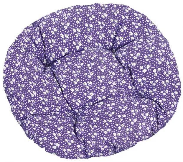 Bellatex sedák kulatý prošívaný Adéla kytička na fialové