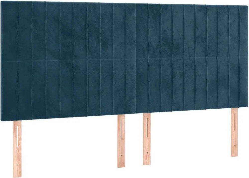 Box spring postel s matrací a LED tmavě modrá 160x200 cm samet 3136255