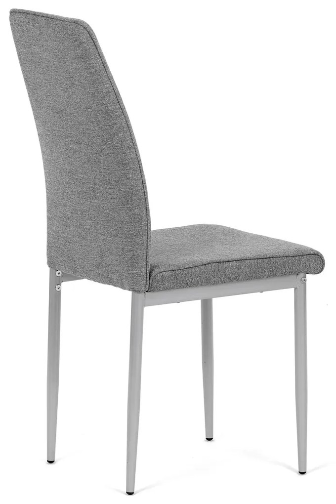 Židle jídelní, stříbrná látka, šedé kovové nohy