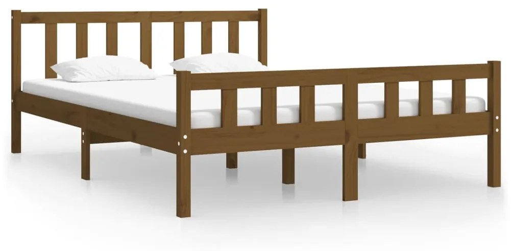 810657 vidaXL Rám postele medově hnědý masivní dřevo 135 x 190 cm dvojlůžko