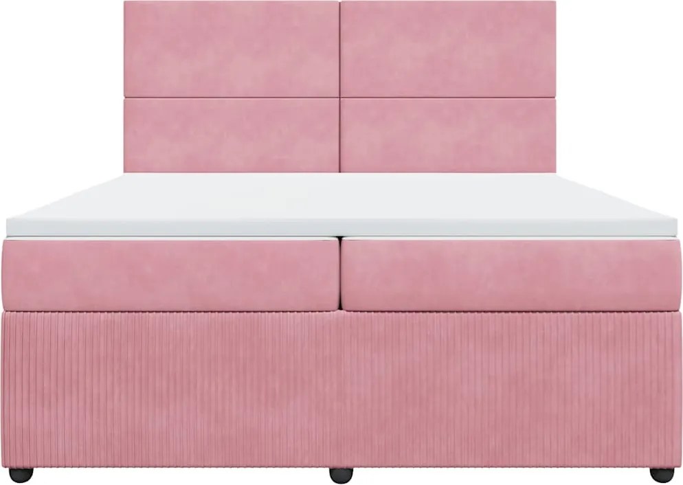 Box spring postel s matrací růžová 200x200 cm samet 3292429