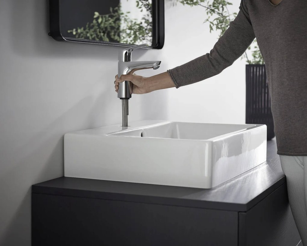 Hansgrohe Focus E2, páková umyvadlová baterie 100 CoolStart, s výpustí, chromová, 31621000