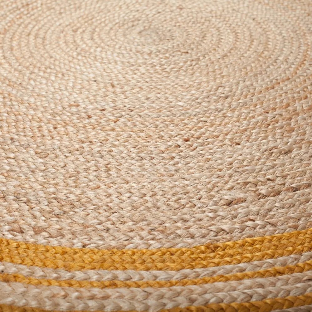 Flair Rugs koberce Kusový koberec Lunara Jute Circle Ochre ROZMĚR: 150x150 (průměr) kruh