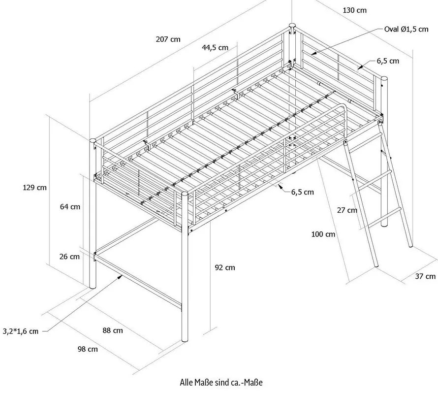 Černá vyvýšená dětská postel 90x200 cm Jodie – Støraa