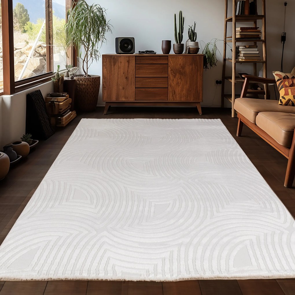 Ayyildiz, Kusový koberec Sahara 1113 Cream, 280x370, bílá, obývací pokoj