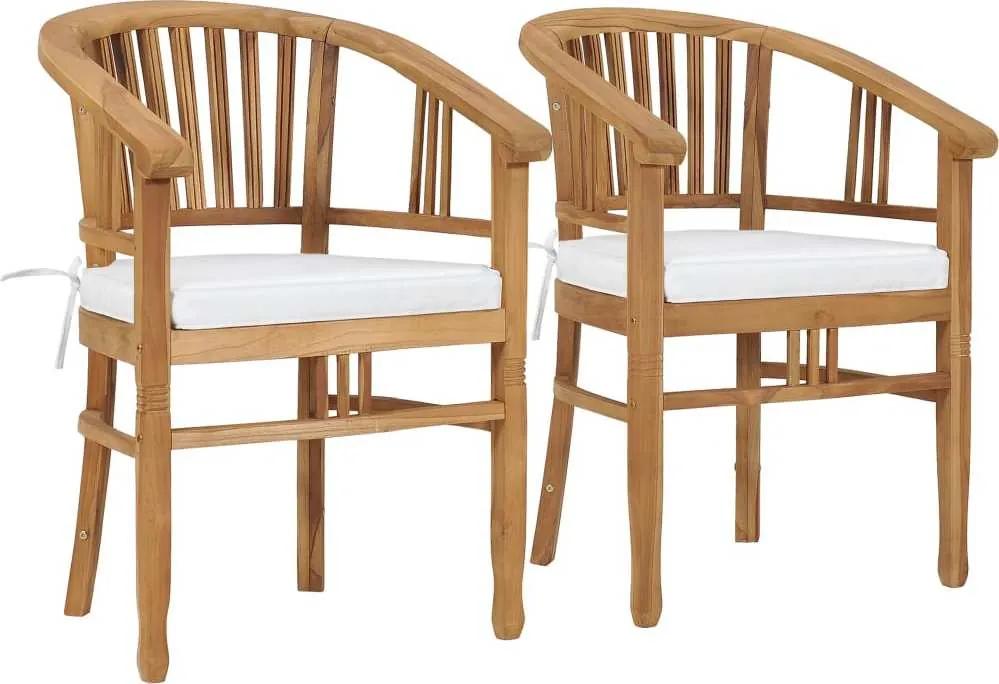 vidaXL Zahradní židle 2 ks masivní teakové dřevo [49430] Barva: Hnědá a krémová