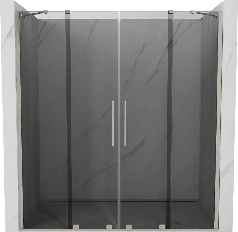 Mexen Velar Duo, posuvné sprchové dveře do otvoru 170 cm, 8mm šedé sklo, broušená ocel, 871-170-000-42-97