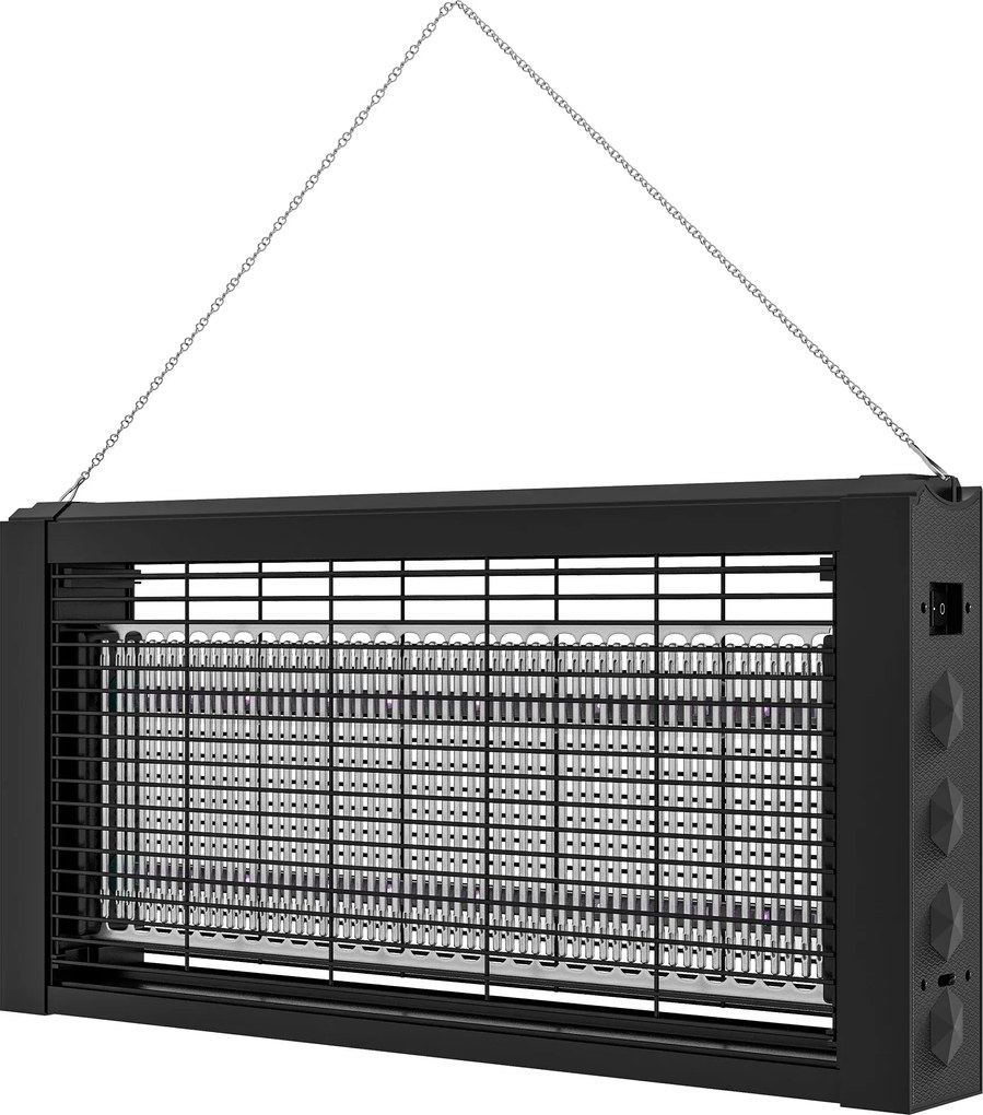 HOMCOM Lampa proti komárům s LED světly - Elektrický odpuzovač komárů s pokrytím 60 m² pro vnitřní montáž na stěnu nebo volně stojící 49x6x25 cm Černá
