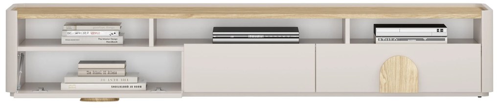 TV stolek Amilio 200 cm - kašmírová / dub olejovaný / úchytky dub světlý