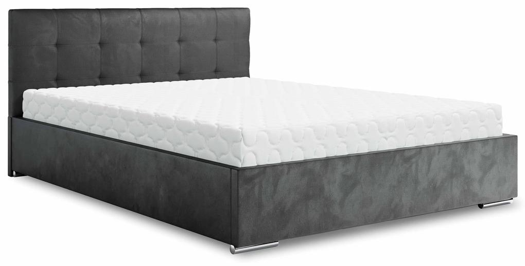 Manželská postel 140 cm Hermila (tmavě šedá) (s roštem a úložným prostorem). 1046945