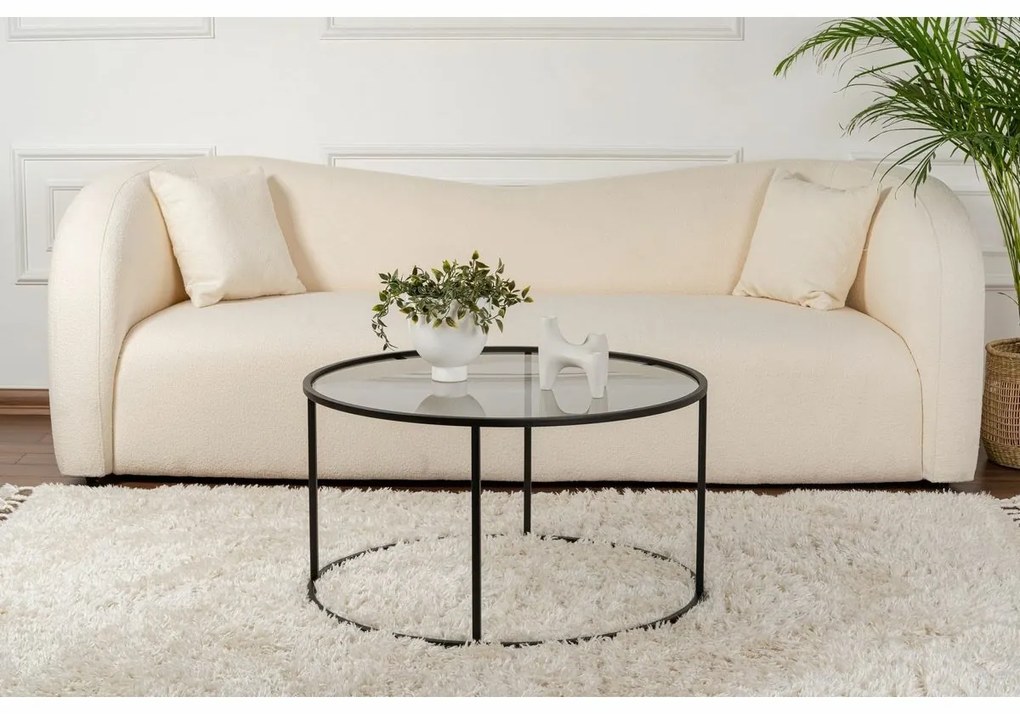 Konferenční stolek Aurum Black s tmavým sklem, 80 cm