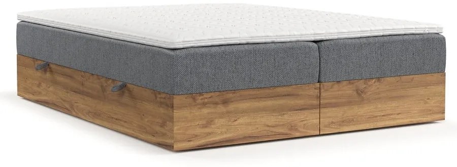 Boxspring postel s úložným prostorem v šedo-přírodní barvě 200x200 cm Faro – Maison de Rêve