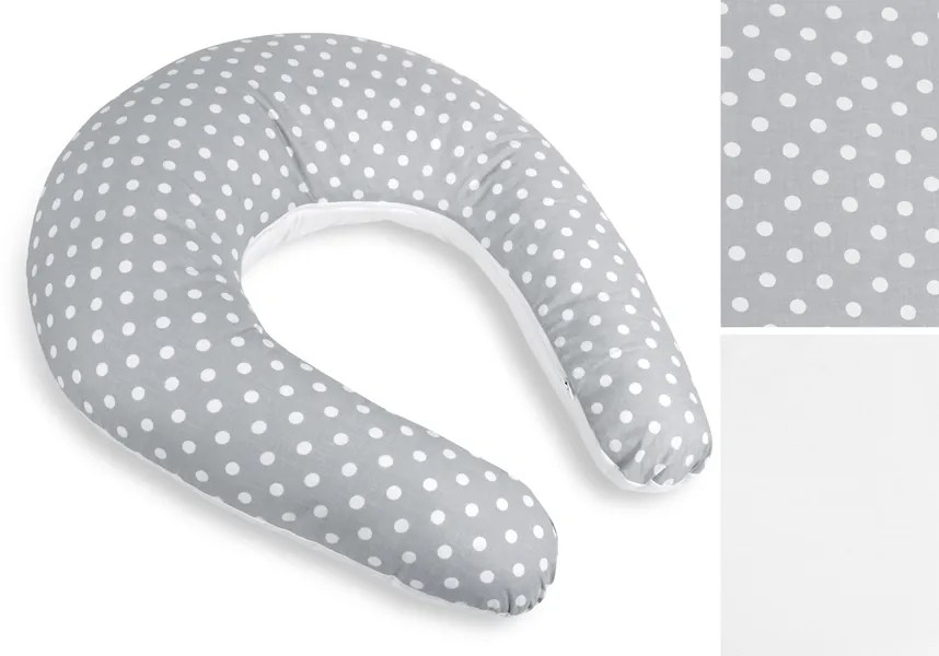 Bellatex Povlak na kojicí polštář na zip po obvodu 180 cm Puntík šedá, bílá
