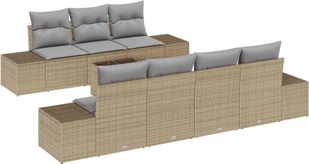Sada zahradních pohovek 8 ks Beige a šedá polyratan 3355639