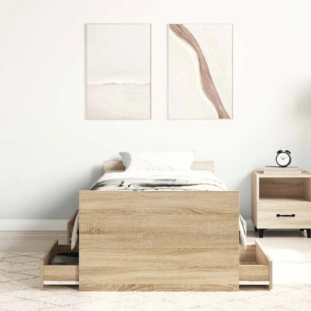 Rám postele s hlavovým a nožním čelem dub sonoma 75 x 190 cm 3203819